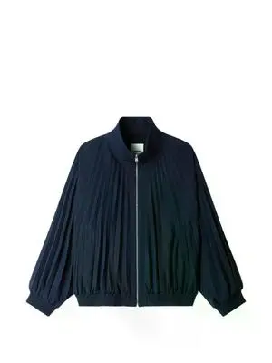 Sandro Plissé-effect Zip-up Bomber Jacket - Blue