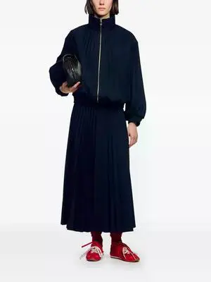 Sandro Plissé-effect Zip-up Bomber Jacket - Blue