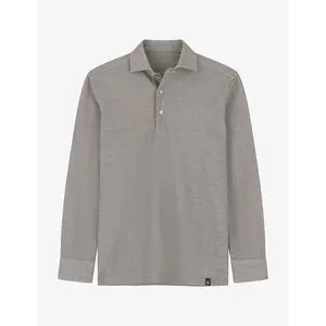 Boggi Milano Sakura Long-sleeved Jersey Polo Shirt - Brown