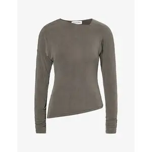 PEACHY DEN Kylie Long-sleeve Woven Top - Deep Forest