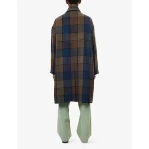 SONG FOR THE MUTE Coach Check Long Wool Coat