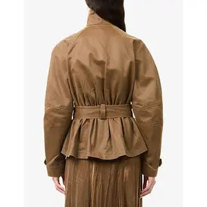 OUDE WAAG Funnel-neck Belted Cotton-blend Jacket