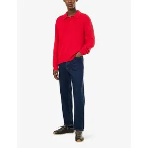 PALMES Long-sleeve Cotton Knit Polo Shirt