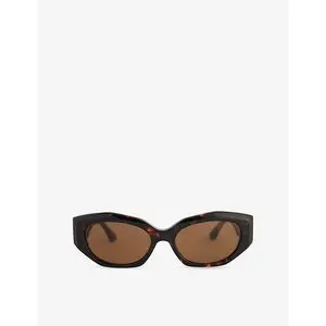KAREN WAZEN Blair Irregular-shape Shell Acetate Sunglasses - Tortoise