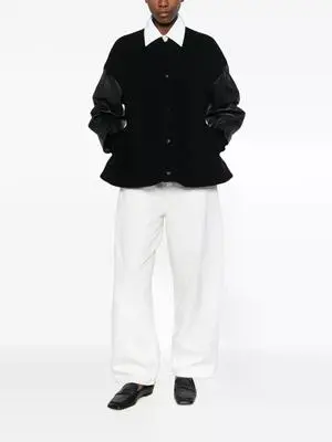 TOTEME Leather-sleeve Bomber Jacket - Black