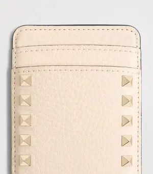 Valentino Garavani Leather Rockstud Magnetic Card Holder