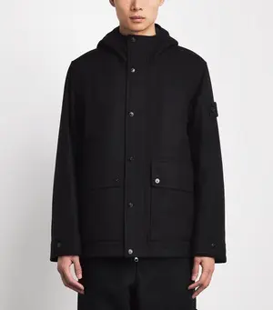 Stone Island Ghost Piece Virgin Wool-blend Short Parka