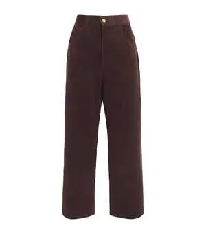 Paige Corduroy Arellia High-rise Trousers - Brown