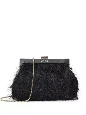 V°73 Feather-effect Clutch Bag - Black