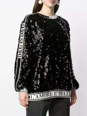 Dolce & Gabbana Sequin Slogan Sweatshirt