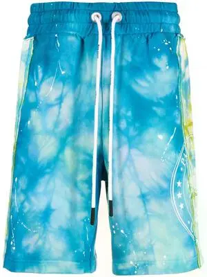 Palm Angels Tie Dye-print Cotton Track Shorts - Blue