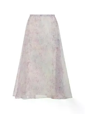 Alberta Ferretti Floral-print Organza Skirt