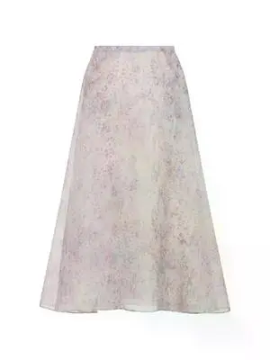 Alberta Ferretti Floral-print Organza Skirt