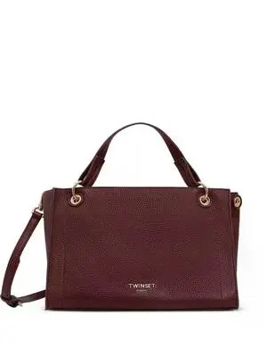 TWINSET Logo-detail Grained-effect Tote Bag