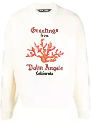 Palm Angels Coral Mix Knit Sweatshirt - Neutrals