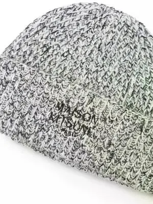 Maison Kitsuné Logo-embroidered Ribbed-knit Beanie Hat