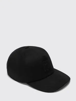 Fendi Wool And Cashmere Baseball Cap With Ff Monogram And Velcro Closure - Black