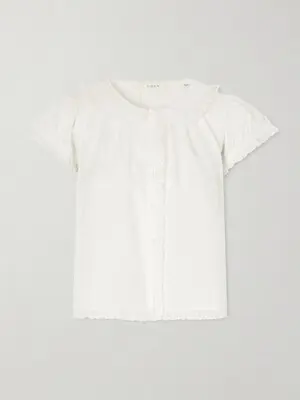 DÔEN Karina Ruffled Ramie Blouse - White