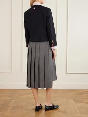 Thom Browne Cropped Virgin Wool-hopsack Jacket