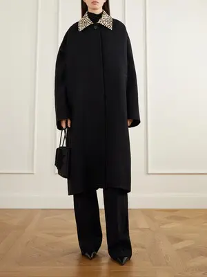 RÓHE Cheetah Leopard-print Calf Hair-trimmed Virgin Wool Twill Coat