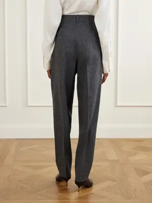 RÓHE Daria Pleated Wool-blend Straight-leg Pants