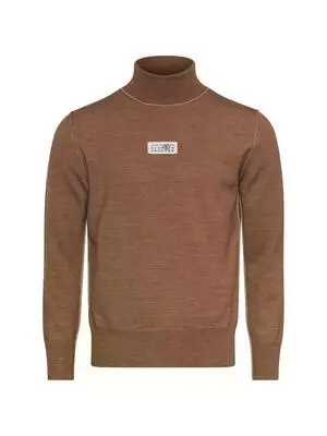 MAISON MARGIELA Logo-patch Roll-neck Sweater - Brown