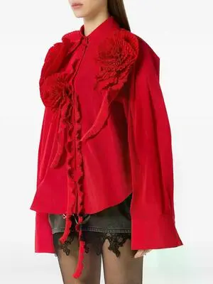 Blumarine Ruffled Floral-appliqué Shirt