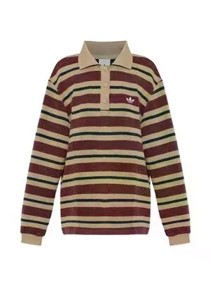Adidas Striped Long-sleeve Polo Shirt