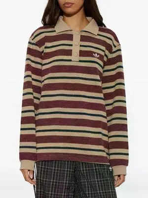 Adidas Striped Long-sleeve Polo Shirt