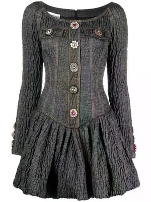 Moschino Crystal-embellished Textured Minidress - Black