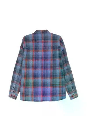 JUUN.J Check-pattern Bleached-effect Shirt - Blue