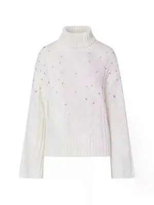 Liu Jo Cable-knit Turtleneck With Rhinestones - White