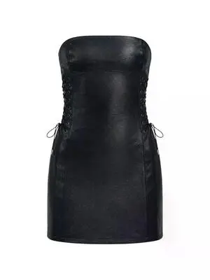 OW Lace-up Strapless Dress - Black
