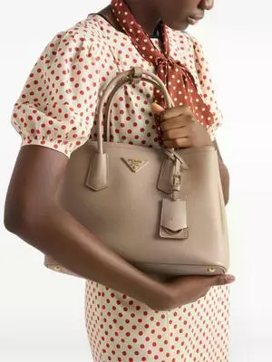 Prada Double Medium Saffiano Leather Bag - Neutrals