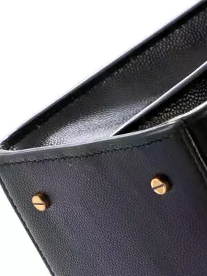Saint Laurent Cassandra Top Handle Bag Leather Medium Satchel - Black