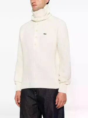 Lacoste Ribbed-knit High-neck Sweater - Neutrals