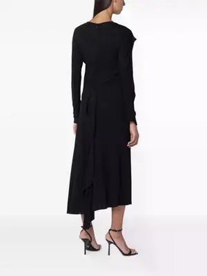 Victoria Beckham Long-sleeve Draped Midi Dress