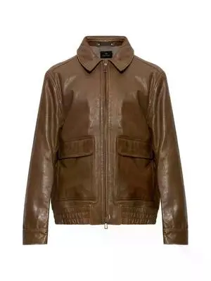 Paul Smith Zip-up Leather Jacket - Brown