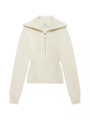 ANINE BING June Trucker Collar Sweater Ecru