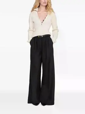ANINE BING June Trucker Collar Sweater Ecru