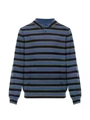 Paul Smith Striped Wool Polo Shirt - Blue