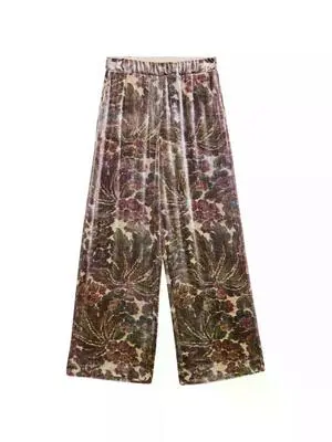 OTTOD'AME Floral-print Straight Trousers - Brown