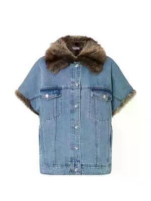 Liu Jo Denim Vest With Teddy Details