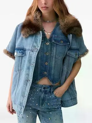Liu Jo Denim Vest With Teddy Details