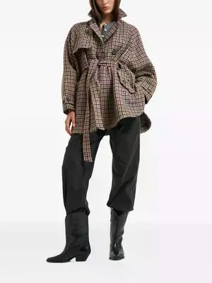 BAZAR DELUXE Crystal-embellished Houndstooth-pattern Coat - Brown