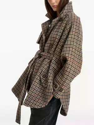 BAZAR DELUXE Crystal-embellished Houndstooth-pattern Coat