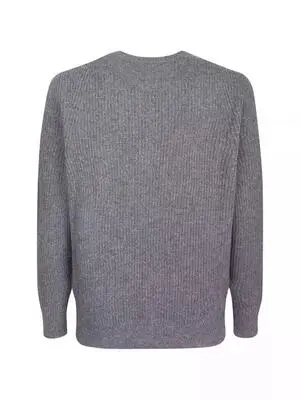 AMARANTO Ribbed-knit Raglan-sleeve Sweater - Grey
