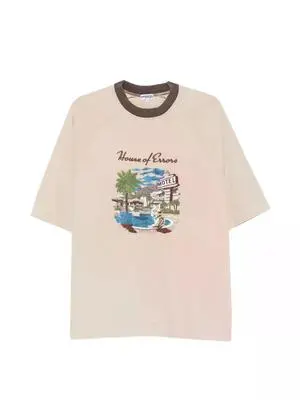 HOUSE OF ERRORS Motel Steakout Logo-embroidered T-shirt - Neutrals