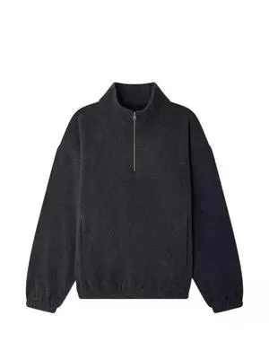Sandro Zipped Standing Collar Sweatshirt - Grey