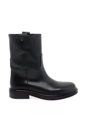 POEVE Liva Round-toe Calf Leather Ankle Boots - Black